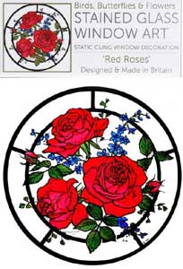 Static Window Cling in Red Roses design to buy online from Celtic Glass ...